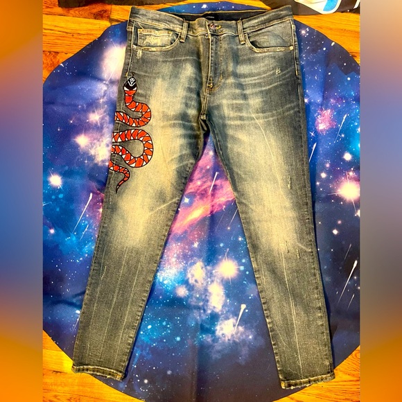 Jeans | Embroidered Snake Denim Jeans By Fashionnova | Poshmark